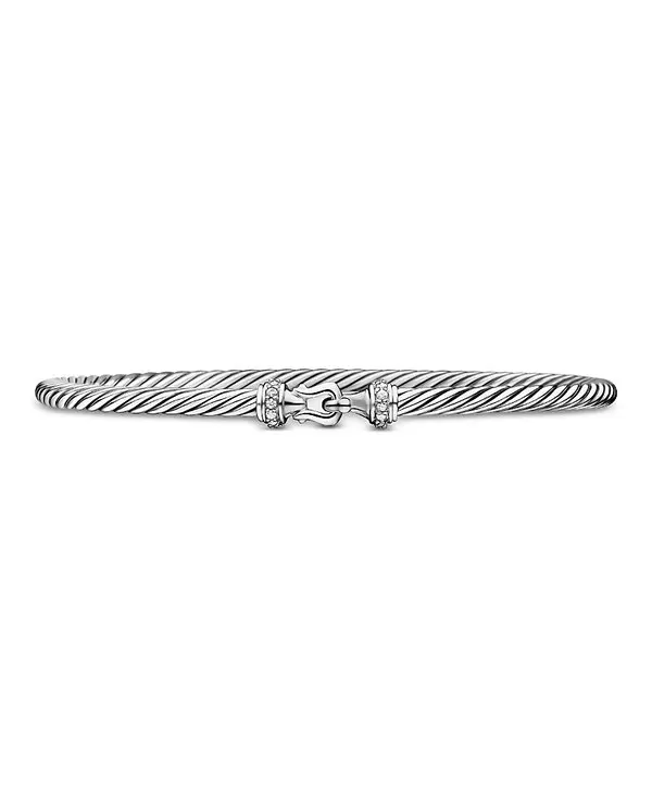David Yurman Cable Buckle Bracelet With Diamonds - Silver