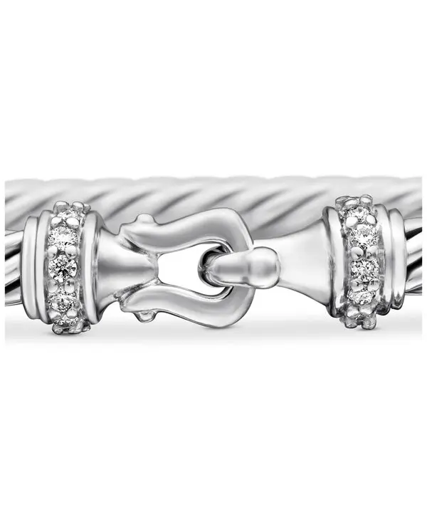 David Yurman Cable Buckle Bracelet With Diamonds - Silver
