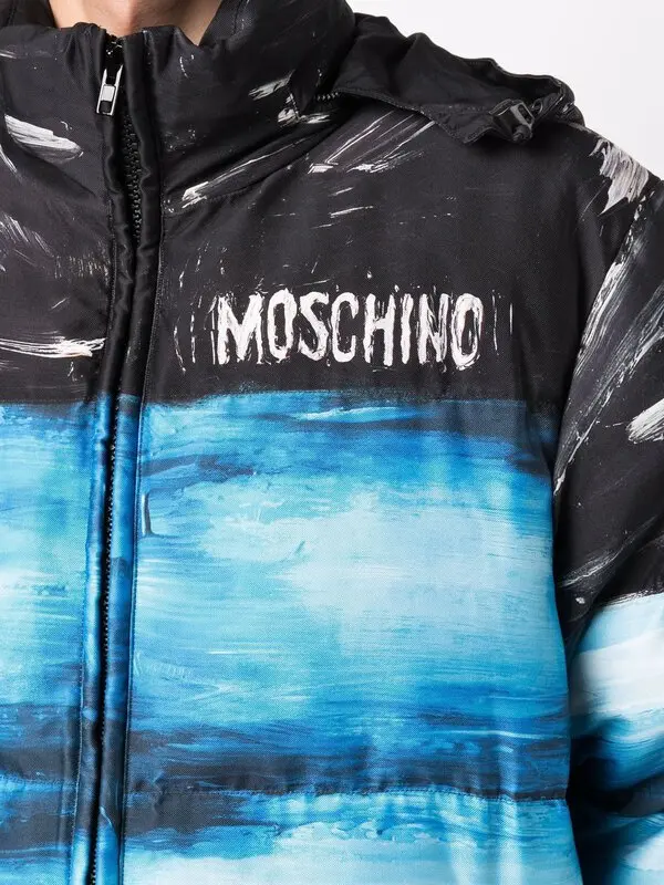 Moschino Padded Logo Print Coat