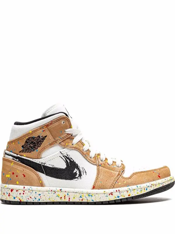 JORDAN Air 1 Mid Se Brushstroke Sneakers - Brown