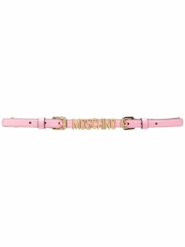 Moschino Logo Plaque Chain Belt - Pink