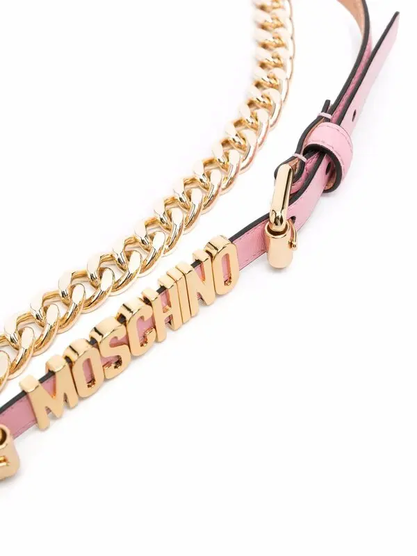 Moschino Logo Plaque Chain Belt