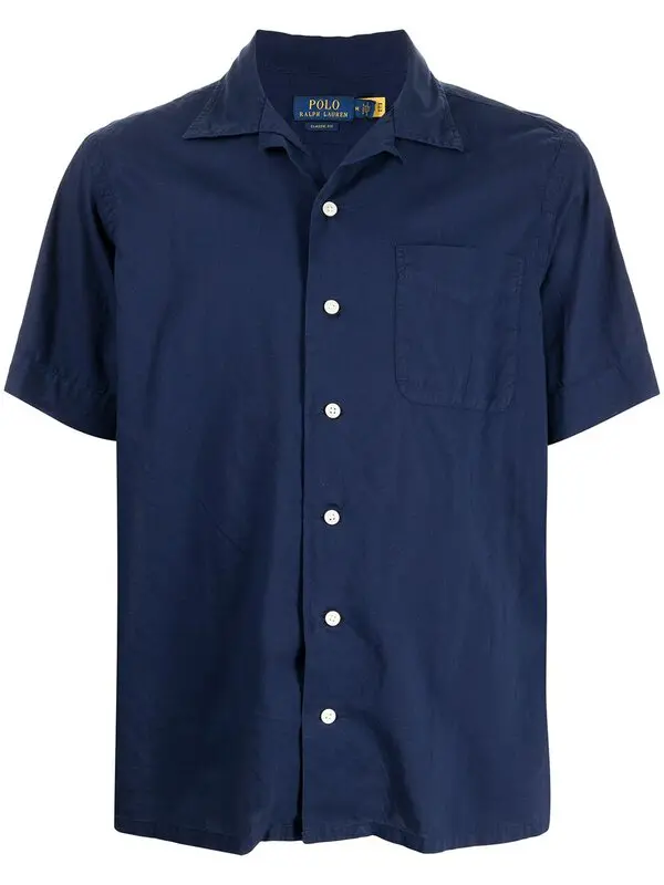 Ralph Lauren Classic-Fit Camp-Collar Short-Sleeve Shirt In Blue - 50% Off |  Editorialist