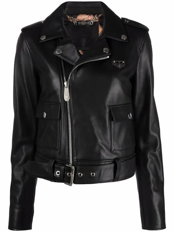 Philipp Plein Leather Biker Jacket