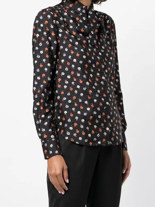 Saint Laurent Floral-print Long-sleeve Blouse
