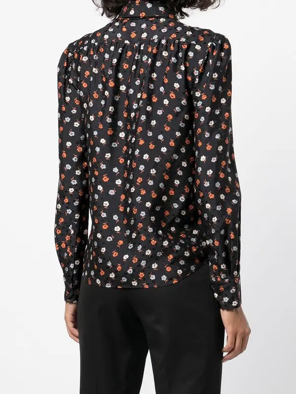 Saint Laurent Floral-print Long-sleeve Blouse