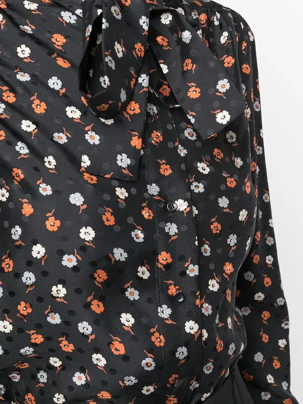 Saint Laurent Floral-print Long-sleeve Blouse