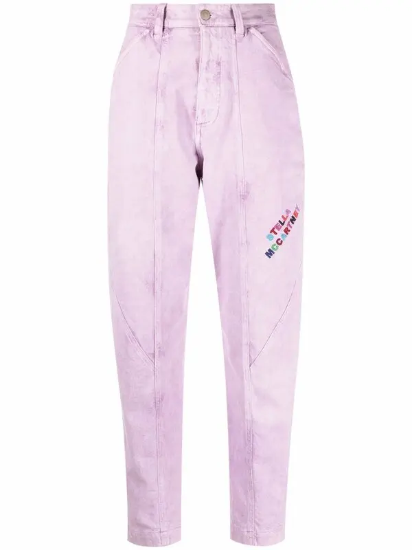 Stella McCartney Logo-embroidered Tapered Jeans - Purple
