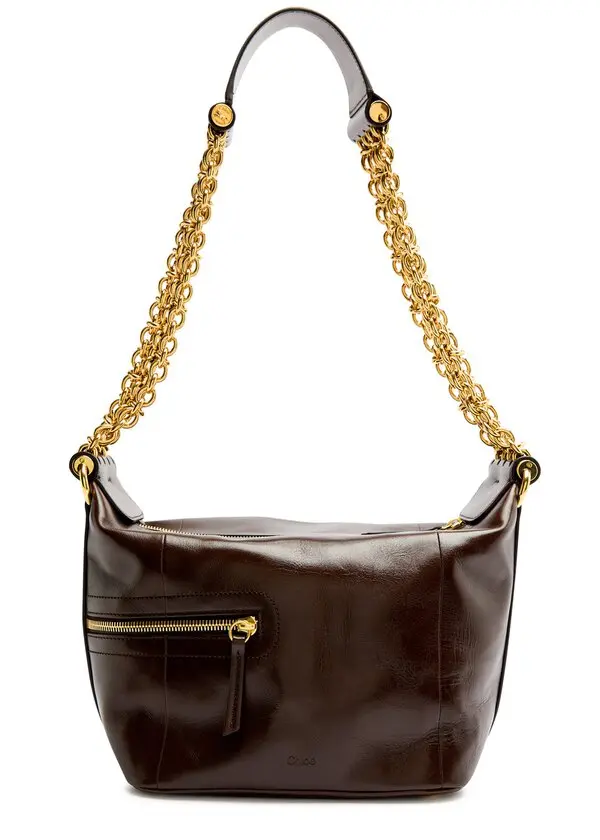 Chloé Glossed Leather Camera Bag - Dark Brown