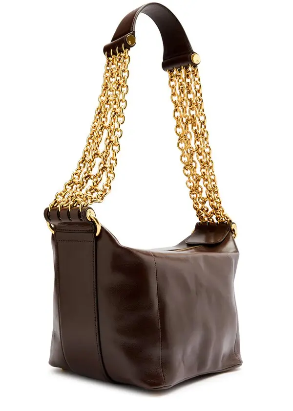 Chloé Glossed Leather Camera Bag - Dark Brown