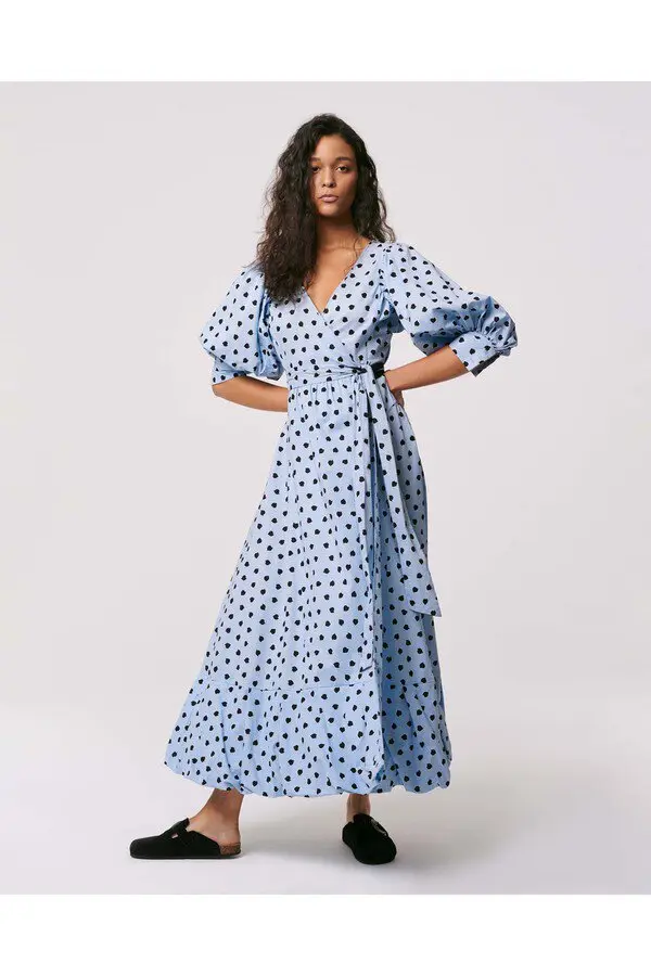 Diane Von Furstenberg Ulrica Cotton Wrap Dress Chickpea Dot In