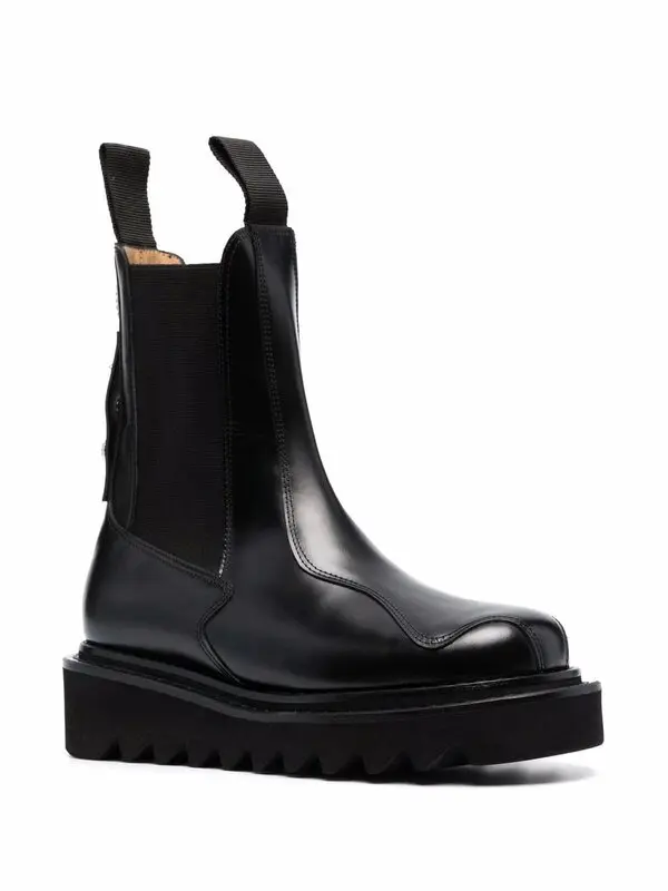 Toga Ridged Sole Chelsea Boots - Black