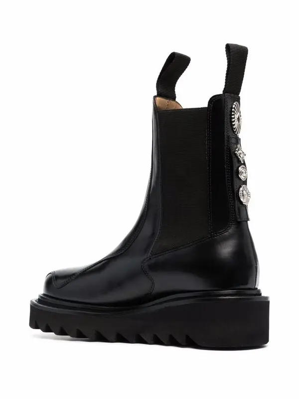 Toga Ridged Sole Chelsea Boots - Black