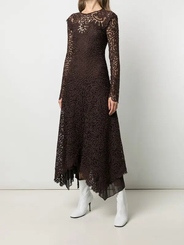 knee length dresses for ladies Jonathan Simkhai Tiered Ruffled Lace Cap Sleeve Midi Dress Black Size –  Celebrity Owned main image 1