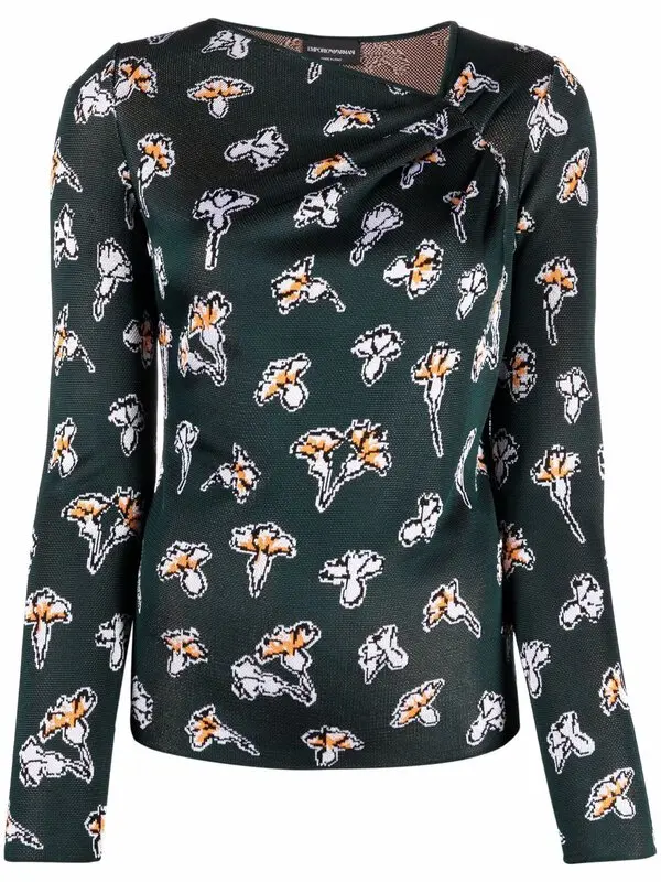 Emporio Armani All-over Pattern Jumper - Green