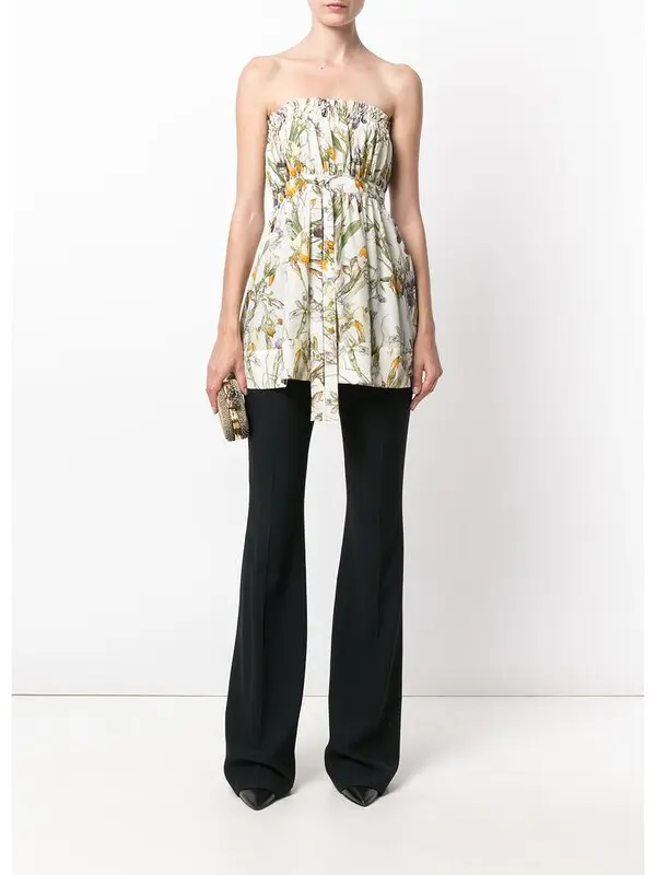 Alexander McQueen Floral Print Strapless Bandeau Top