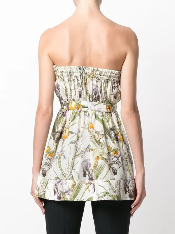 Alexander McQueen Floral Print Strapless Bandeau Top