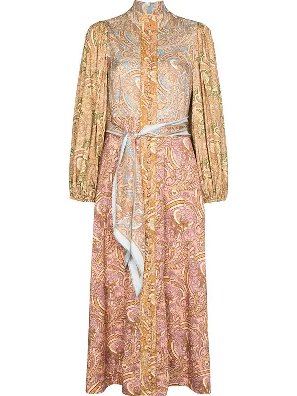 knee length dresses for ladies Zara Kleid Midi Paisley 36 S langarm Muster Hippie Ibiza Rot  Handpicked  pieces