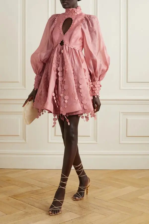 knee length dresses for ladies Zimmermann Concert Day Mini Dress
