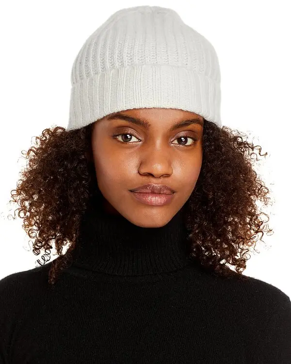 Bloomingdale'S C Ribbed Knit Cashmere Hat - Ivory