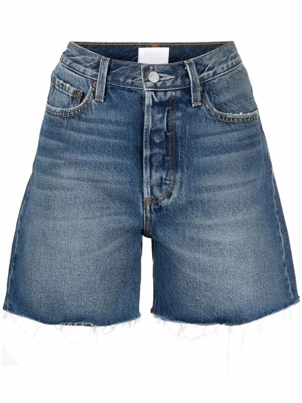 Boyish Raw-edge High-waisted Denim Shorts