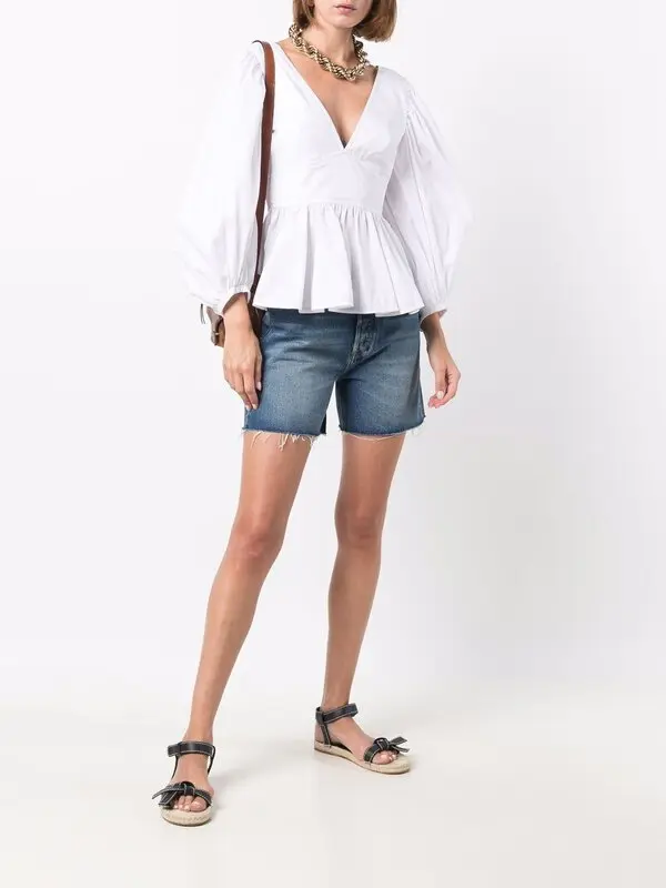 Boyish Raw-edge High-waisted Denim Shorts