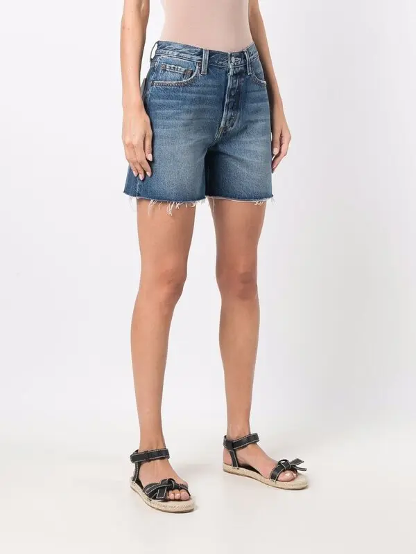 Boyish Raw-edge High-waisted Denim Shorts