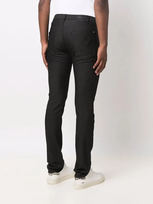 Emporio Armani Logo-plaque Slim-fit Trousers - Black