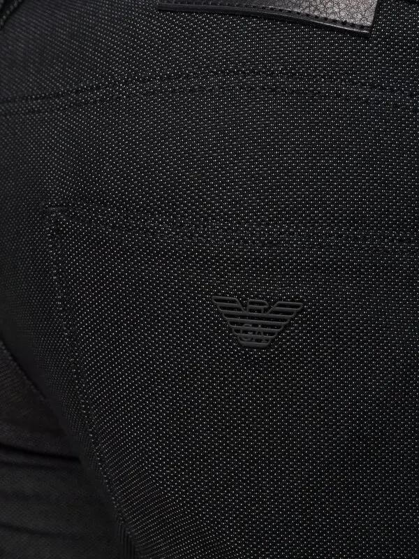 Emporio Armani Logo-plaque Slim-fit Trousers - Black