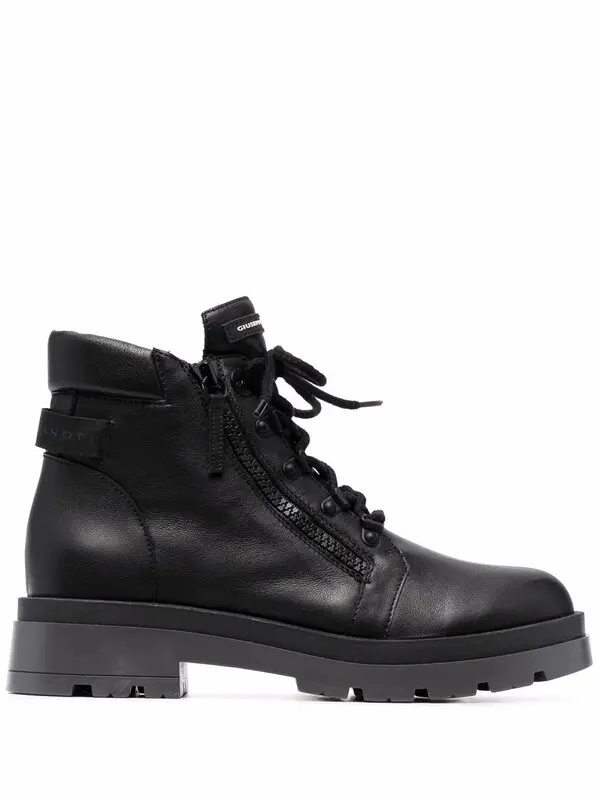 GIUSEPPE ZANOTTI Logo-patch Lace-up Boots