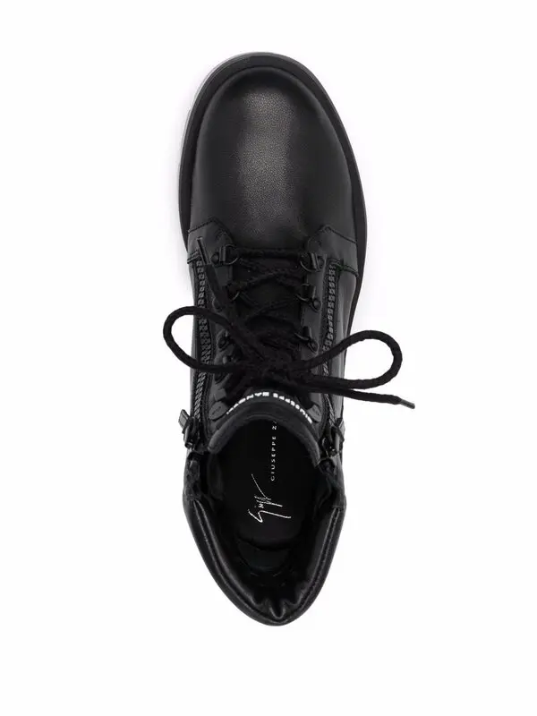 GIUSEPPE ZANOTTI Logo-patch Lace-up Boots