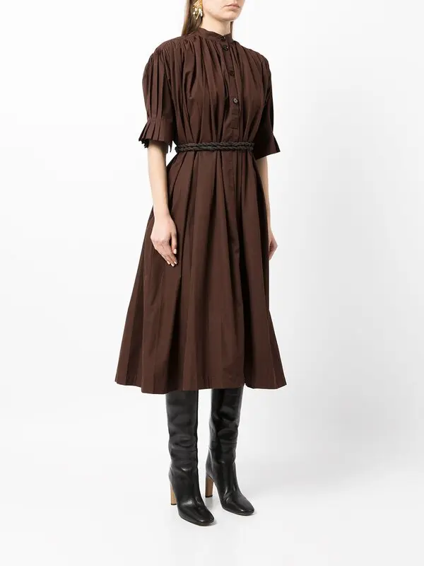 JIL SANDER Band-collar Pleated Dress