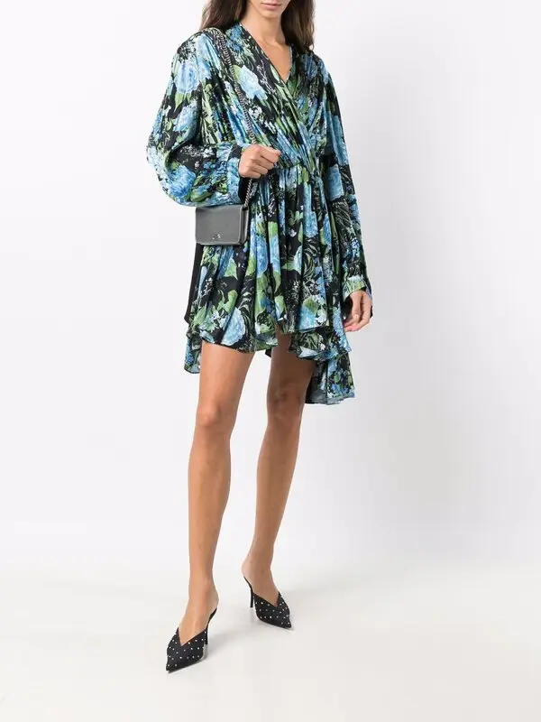 Balenciaga Floral Print Wrap Dress
