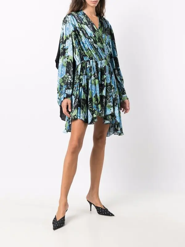Balenciaga Floral Print Wrap Dress