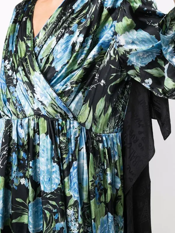 Balenciaga Floral Print Wrap Dress