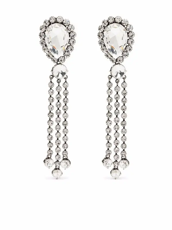 Alessandra Rich Crystal Drop Earrings - Silver