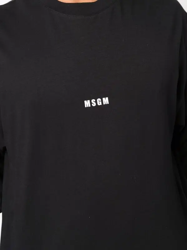 MSGM Logo-print Longsleeved T-shirt - Black