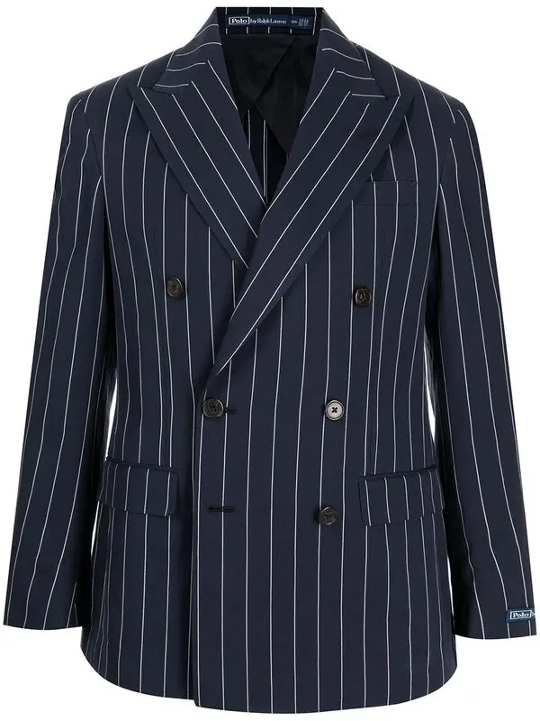 Polo Ralph Lauren Pinstriped Double-breasted Blazer - Blue