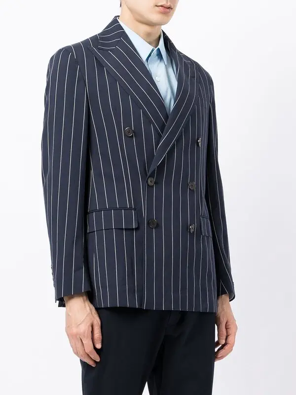 Polo Ralph Lauren Pinstriped Double-breasted Blazer - Blue