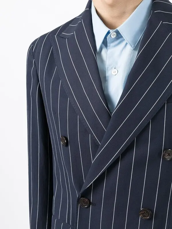 Polo Ralph Lauren Pinstriped Double-breasted Blazer - Blue