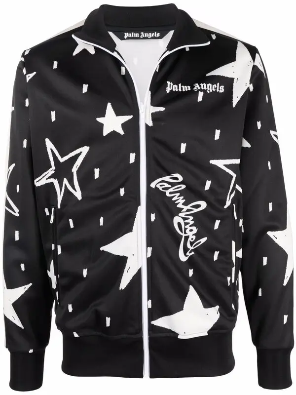 Palm Angels Night Sky Logo Track Jacket - Black