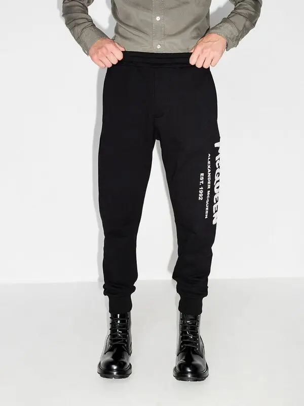 Alexander McQueen Logo Graffiti Print Track Pants - Black