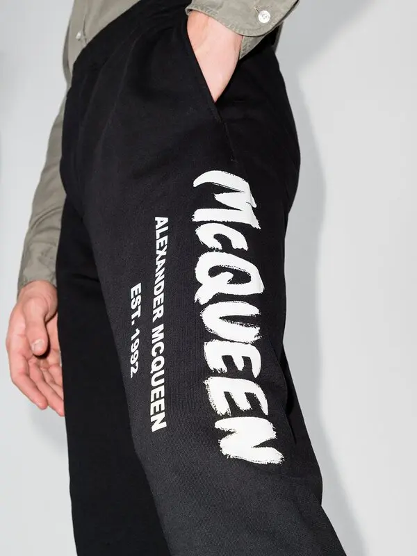 Alexander McQueen Logo Graffiti Print Track Pants - Black
