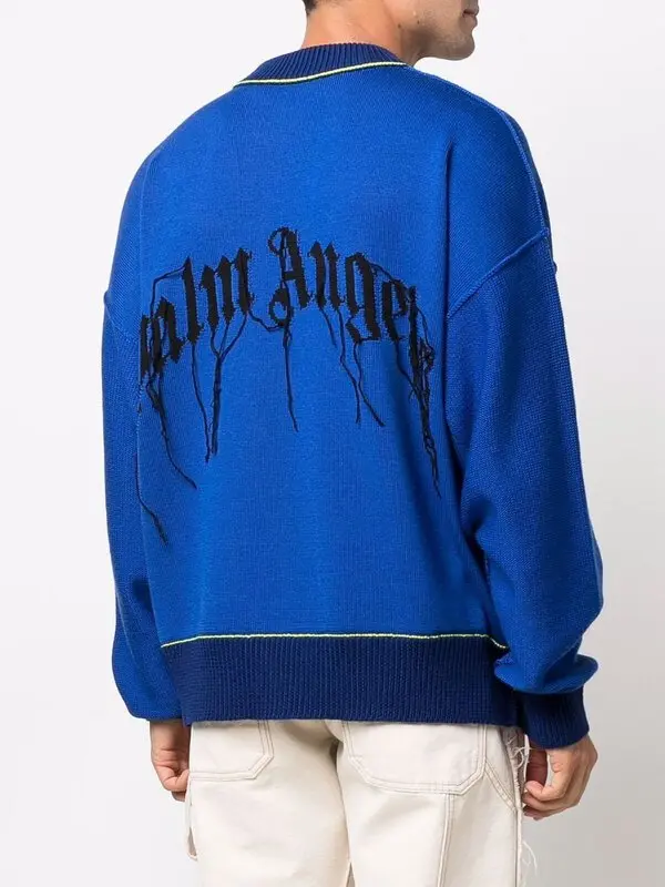 Palm Angels Intarsia-knit Teddy Bear Jumper - Blue