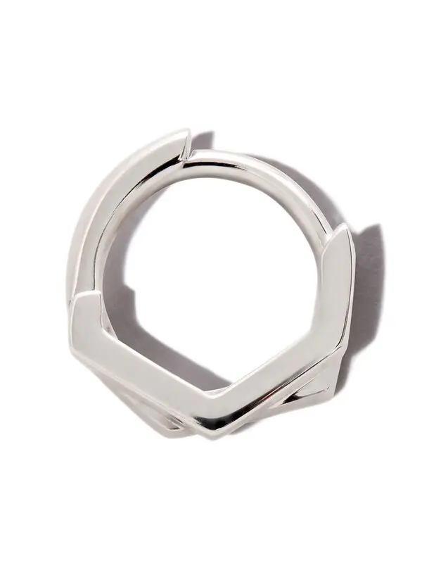 REPOSSI 18kt White Gold Antifer Two-row Single Hoop Earring - Silver