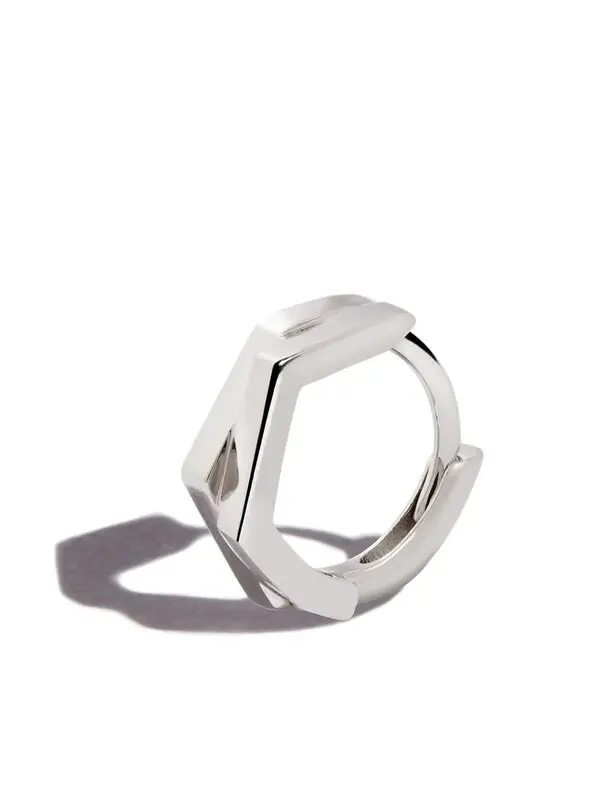 REPOSSI 18kt White Gold Antifer Two-row Single Hoop Earring