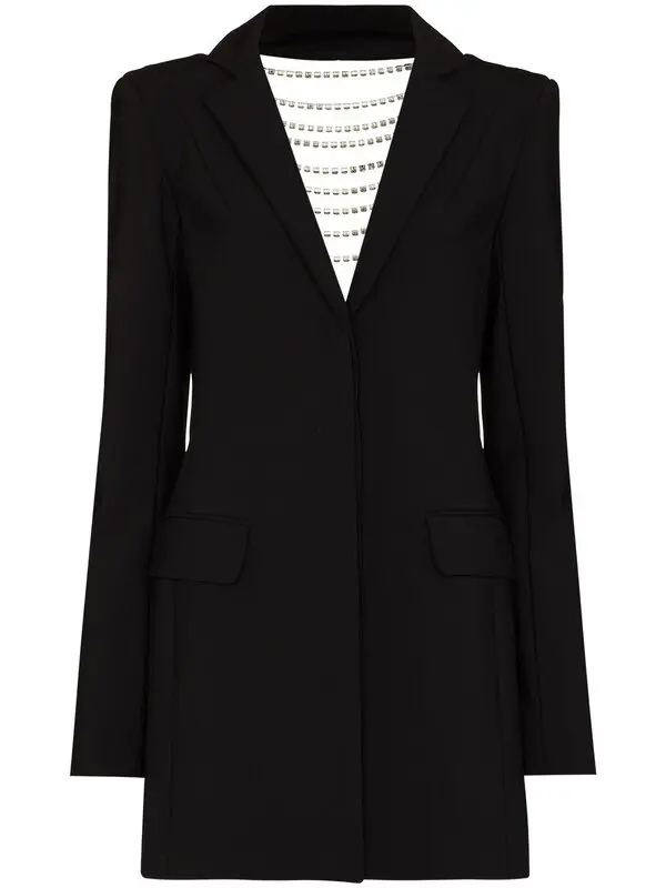 AREA Backless Crystal-trim Blazer Mini Dress