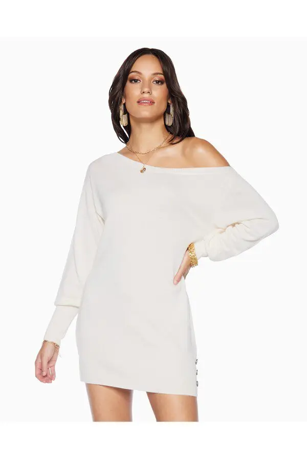 astr the label off the shoulder midi dress Tilde Off Shoulder Midi Sweater Dress