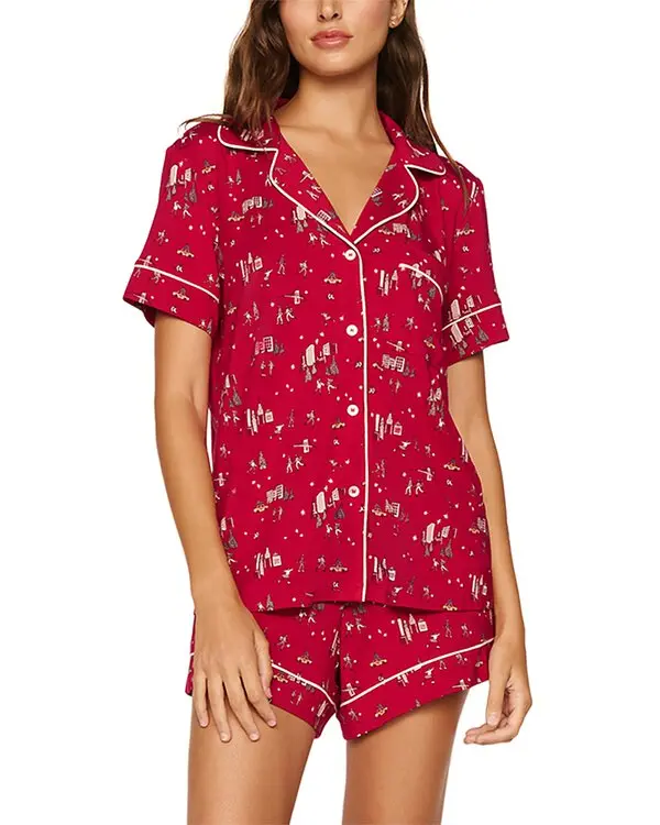 Eberjey Gisele Relaxed Shorts Set - Ice Skating/hollyred