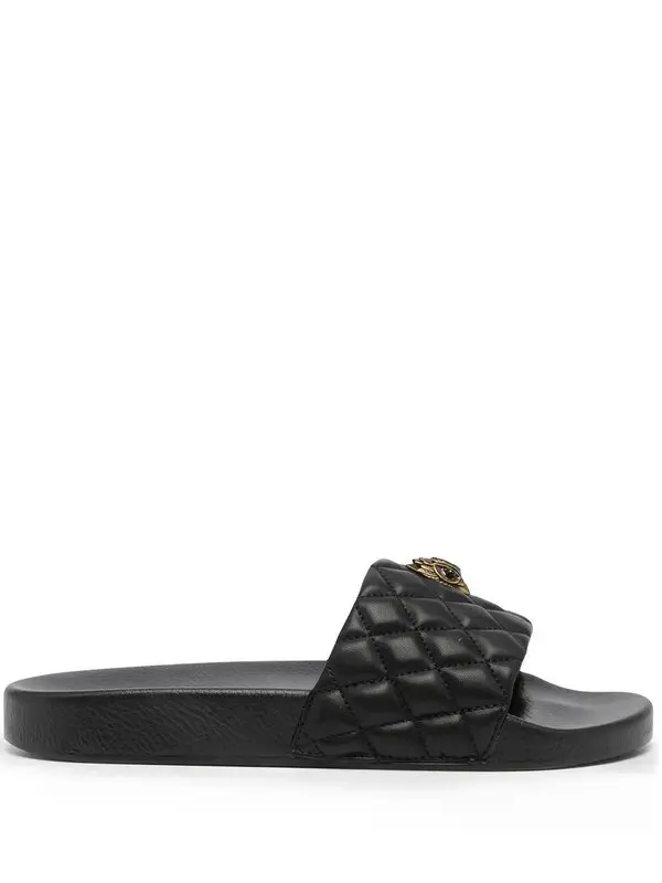 Kurt Geiger Meena Eagle Quilted Slides - Black